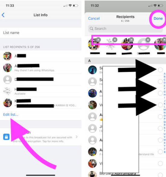 How to Add/Delete Contacts From Whatsapp Broadcast List iPhone