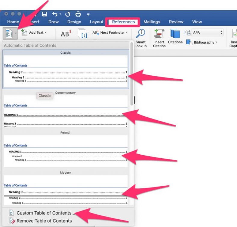 How To Insert A Table Of Contents In Word on Mac & Windows
